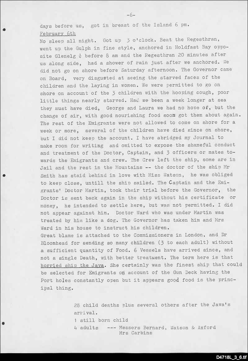 The story of the ship "Java"., tab 7: Mitchell Families Online